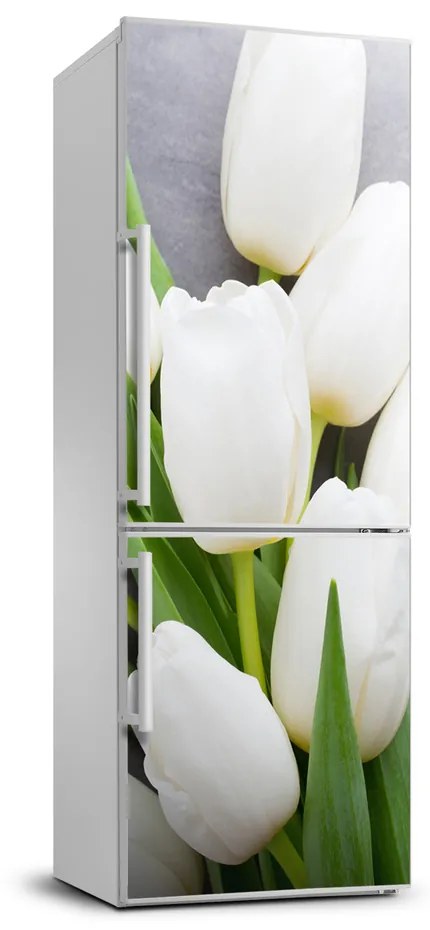 Wallmuralia Nálepka fototapeta lednička Bílé tulipány 60x180 cm