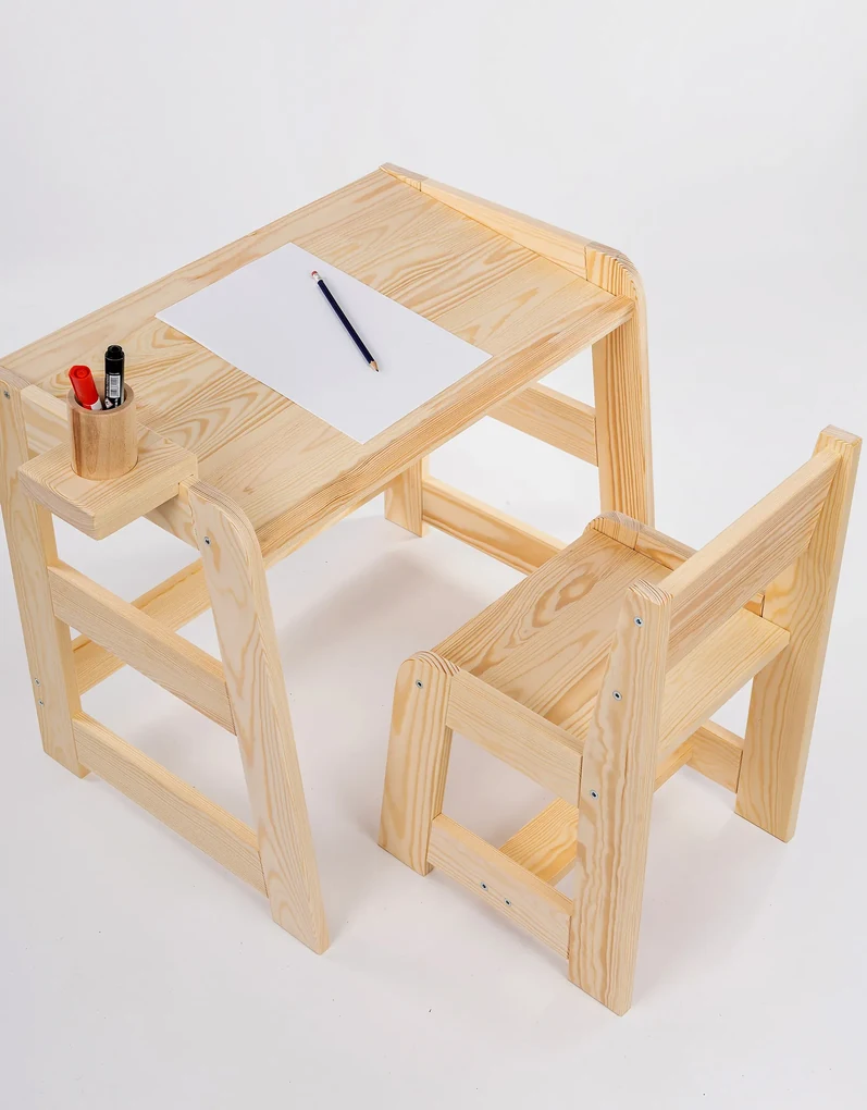 Dětský psací stůl s magnetickou tabulí + židle (Psací stůl pro děti s ...