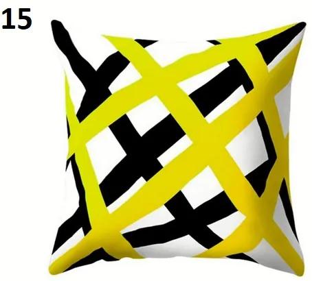 Potah na polštář - geometrické tvary, kontrast žlutá-bílá-černá Motiv: 15