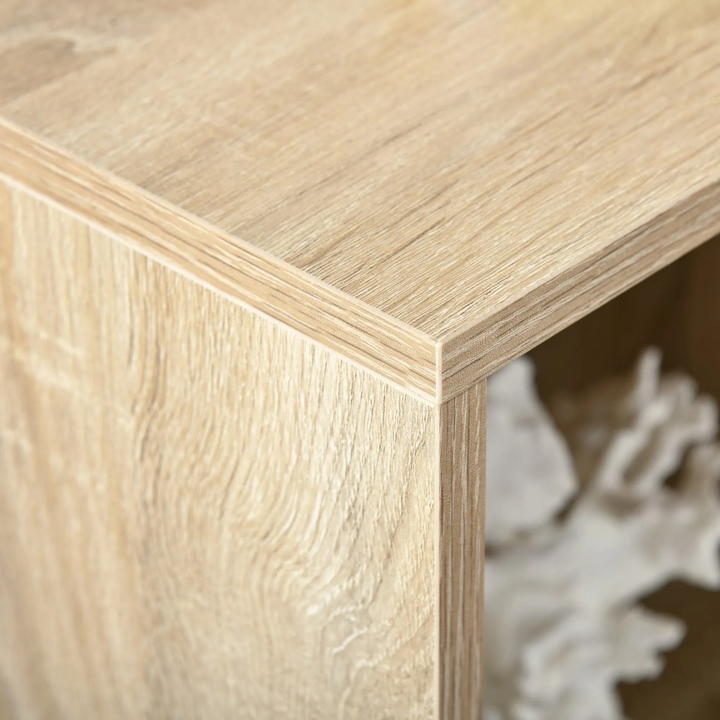 HOMCOM Knihařský regál se 3 policemi a 6 úložnými boxy do obývacího pokoje, ložnice, kanceláře 65,5x30x97,5 cm Dub