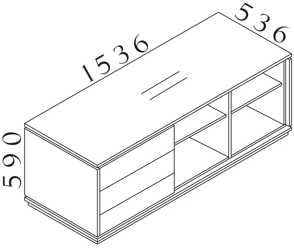 Kontejner Creator 153,6 x 53,6 cm, 3-modulový, antracit / bílá