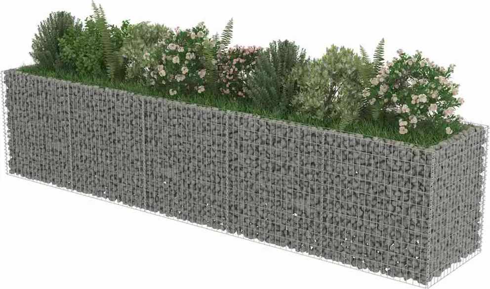 Gabionový vyvýšený záhon pozinkovaná ocel 450 x 90 x 100 cm 143552