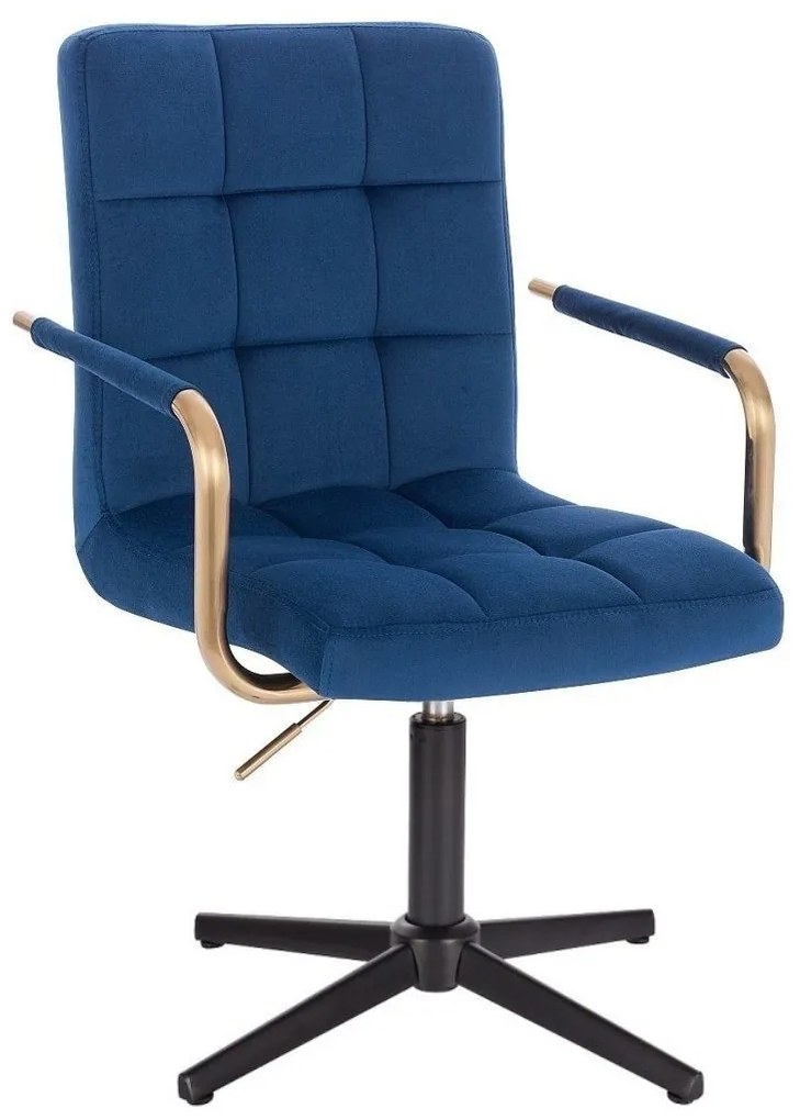 LuxuryForm DESIGN Otočná židle VERONA GOLD VELUR na černém kříži - modrá