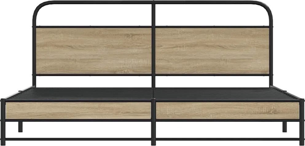 Kovový rám postele bez matrace kouřový dub 200 x 200 cm 3318677
