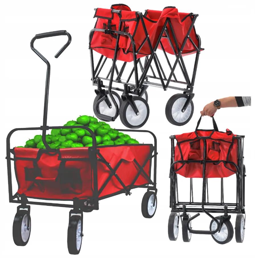 Praktický víceúčelový přepravní vozík v červené barvě