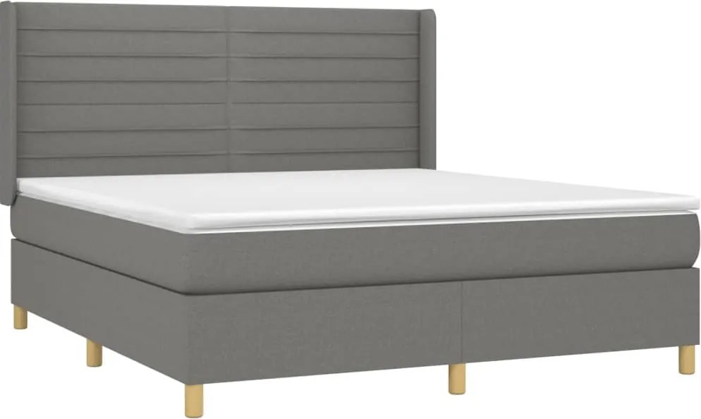Box spring postel s matrací a LED tmavě šedá 160x200 cm textil 3138966