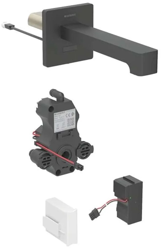 Geberit Brenta - Elektronická umyvadlová baterie pod omítku, síťové napájení, easy to clean, matná černá 116.292.14.1