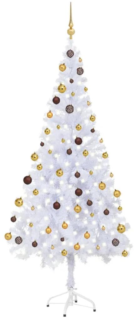 3077494 vidaXL Umělý vánoční stromek s LED a sadou koulí 180 cm 620 větví