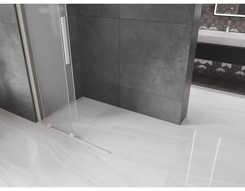 Mexen Velar, sprchová zástěna s posuvnými dveřmi Walk-in 90 x 200 cm, 8mm sklo námraza, broušená ocel, 871-090-000-33-97