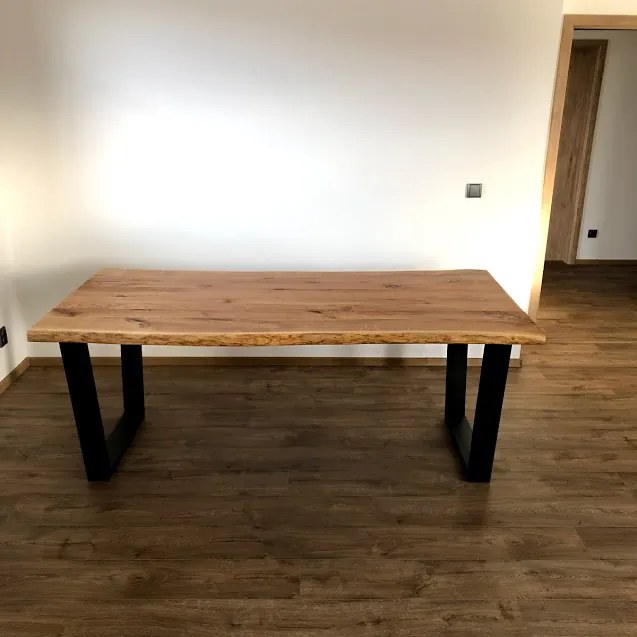 KULHÁNEK Designový jídelní stůl 200x100 cm Velikost desky: 150x80 cm, Odstín podnože: černá - RAL 9005