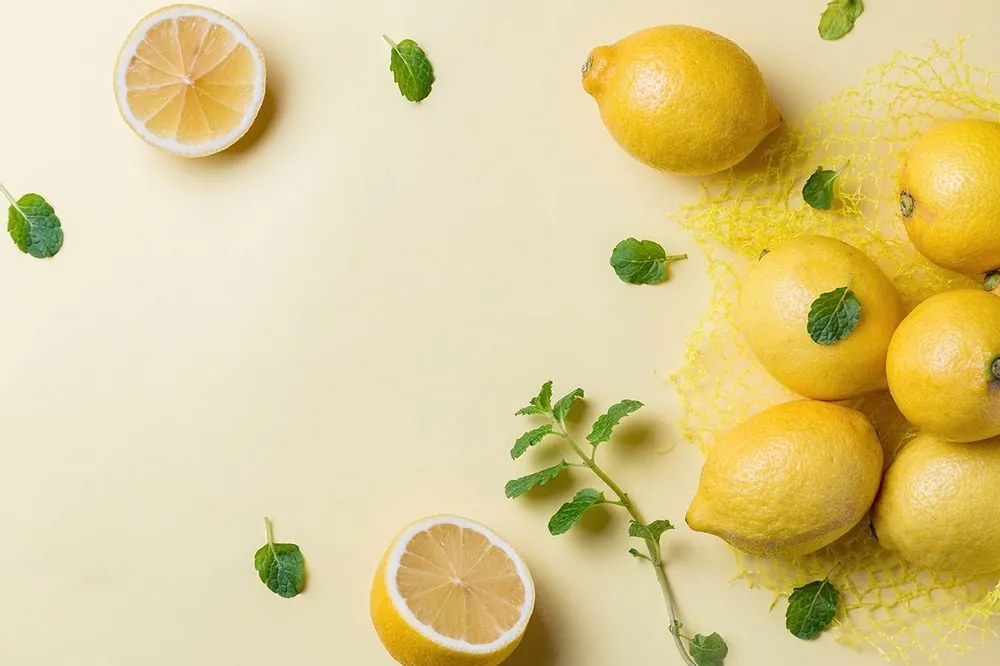 Tapeta citrusy s mátou - 225x150 cm