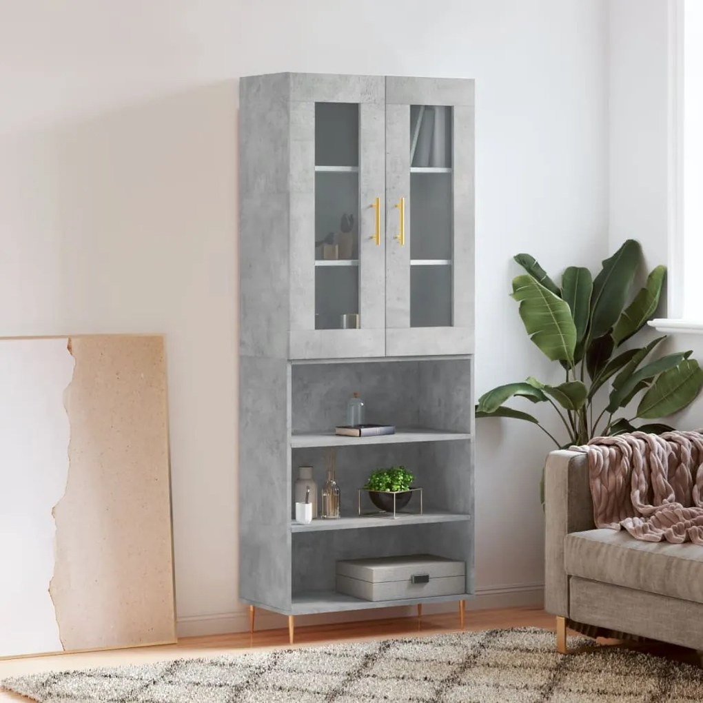 Skříň highboard betonově šedá 69,5x34x180 cm kompozitní dřevo 3198717