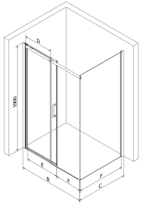 Mexen Omega rozsouvací sprchový kout 130 x 80 cm, Průhledné, Zlatá - 825-130-080-50-00