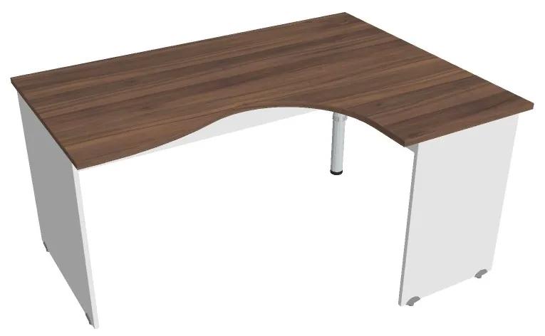 Stůl ergo levý 160*120 cm - Hobis Gate GE 2005 L Dekor stolové desky: ořech, Dekor lamino podnože: bílá, Barva nohy: stříbrná