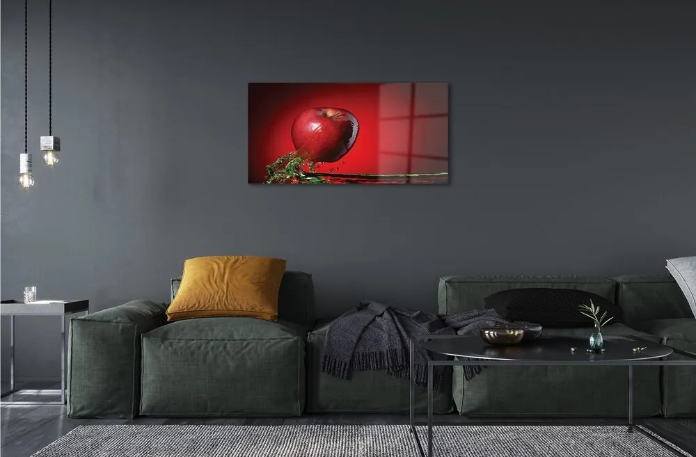 Obraz na skle jablko ve vodě 100x50 cm
