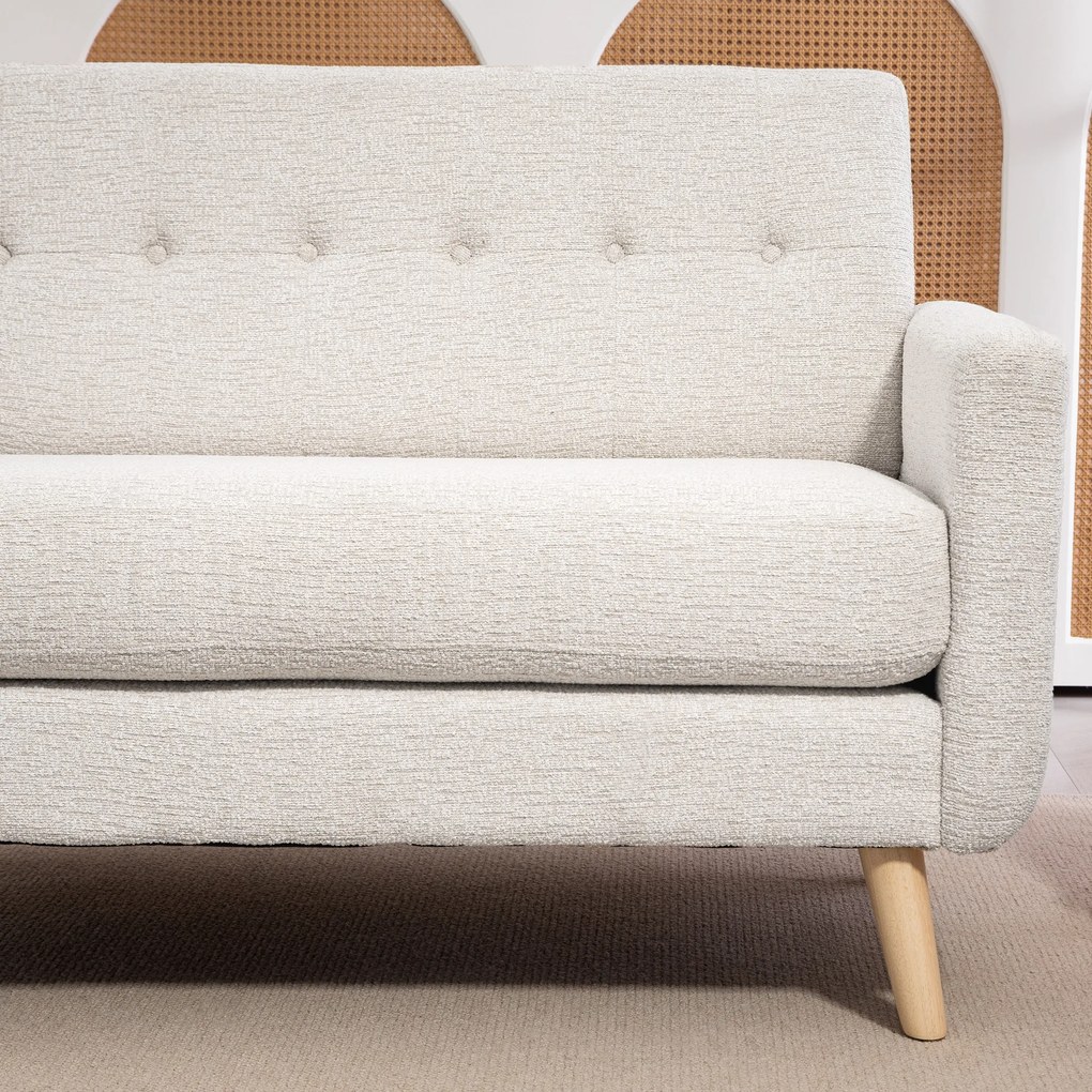 Kuchyňská pohovka HOMCOM 2místná béžová 134Š x 71D x 82V cm se silnými sedáky a opěradly, pružinové jádro, dřevěné nohy a protiskluzové nožky, sameto…