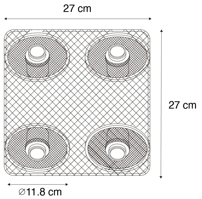 Průmyslové stropní bodové svítidlo černé se dřevem 4-světlo - Jasmine