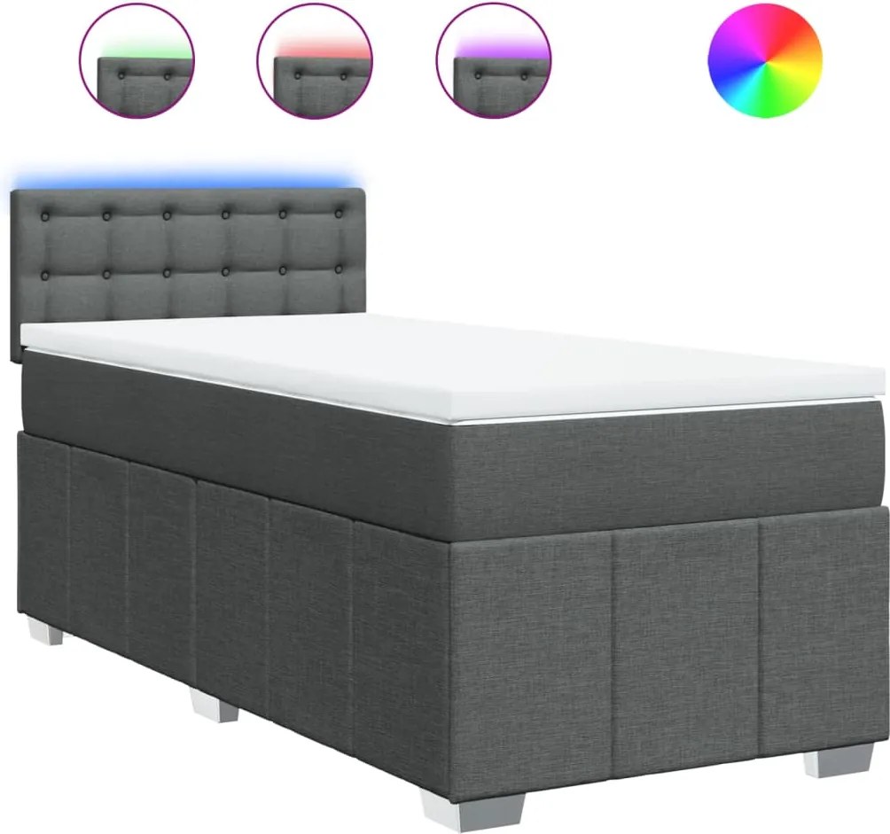 Box spring postel s matrací tmavě šedá 80 x 200 cm textil 3289210