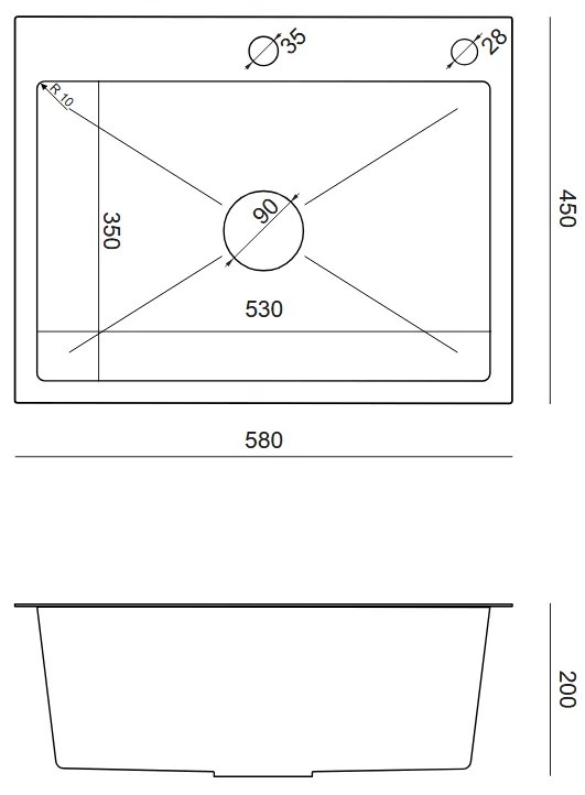 Kuchyňský nerezový dřez QUADRON LUKE 110 s baterií a příslušenstvím 58x45x20 cm