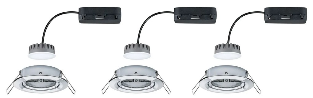 Paulmann 93880 Premium LED Slim Coin Satin, náklopná zápustná bodovka 3x6,8W LED 2700K stmívatelná, chrom, prům. 8,4cm