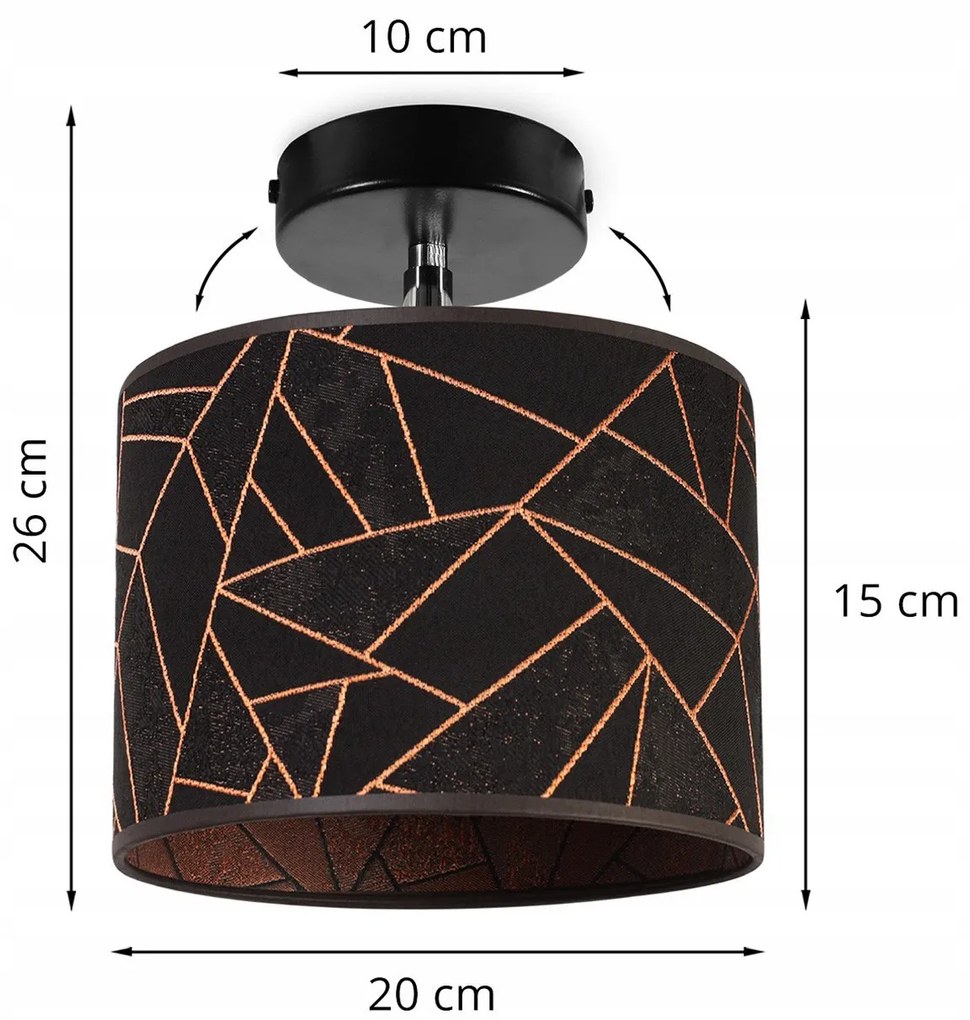 Nástěnné svítidlo WERONA 6, 1x černé textilní stínítko se vzorem, (možnost polohování), C