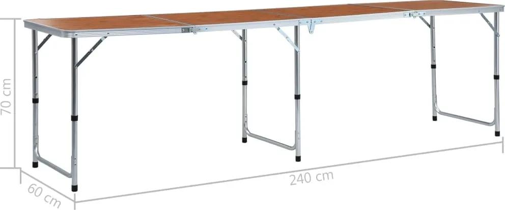 vidaXL Skládací kempingový stůl hliník 240 x 60 cm [48176] Barva: Hnědá