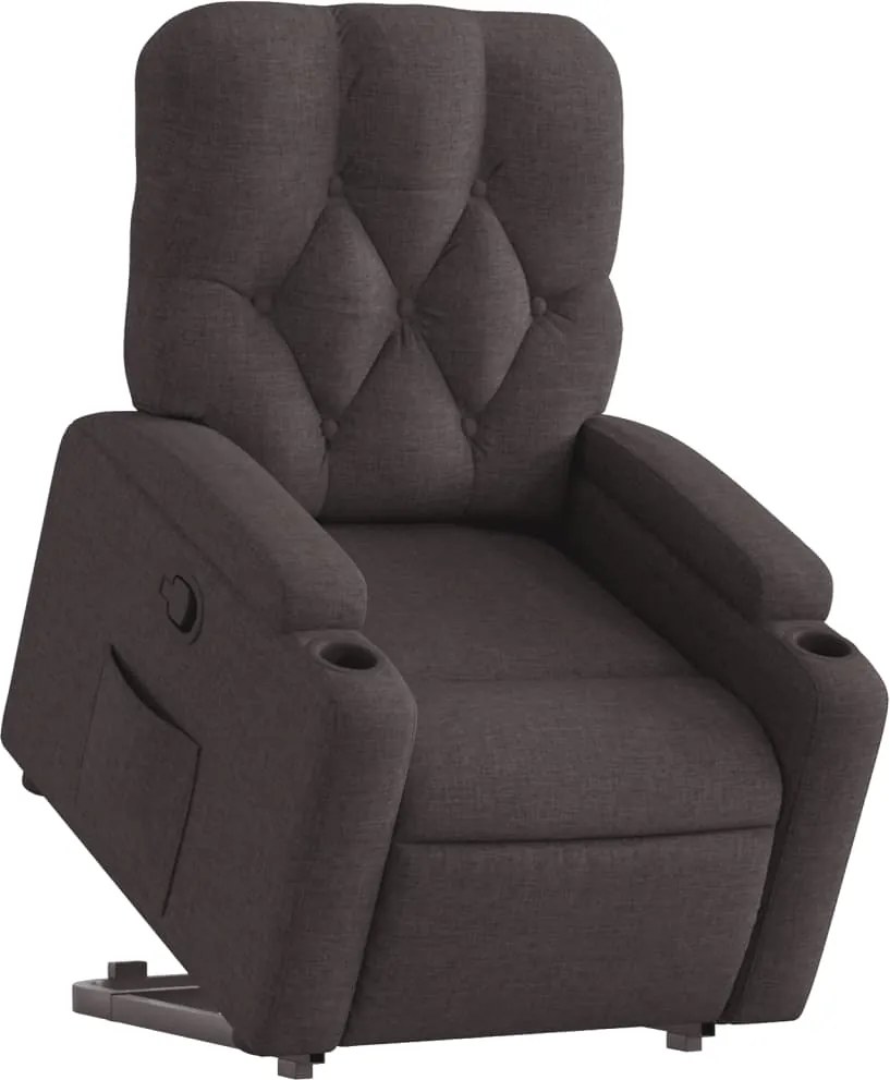 Zvedací polohovací křeslo tmavě hnědé textil 3204715