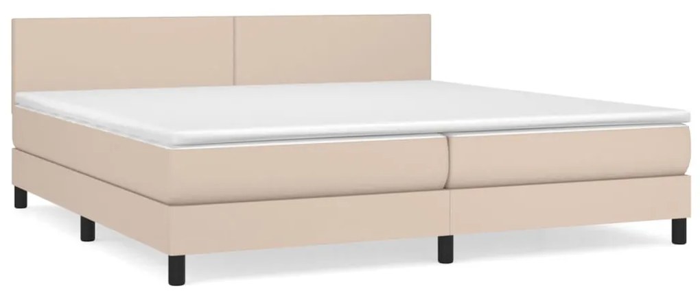 Box spring postel s matrací cappuccino 200 x 200 cm umělá kůže,  3141028