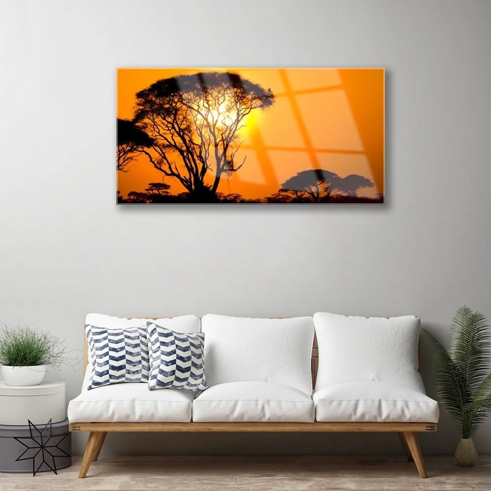 akrylový obraz Strom Slunce Příroda 100x50 cm