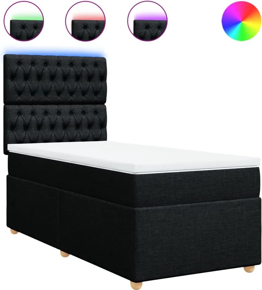 Box spring postel s matrací černá 90x200 cm textil 3293472