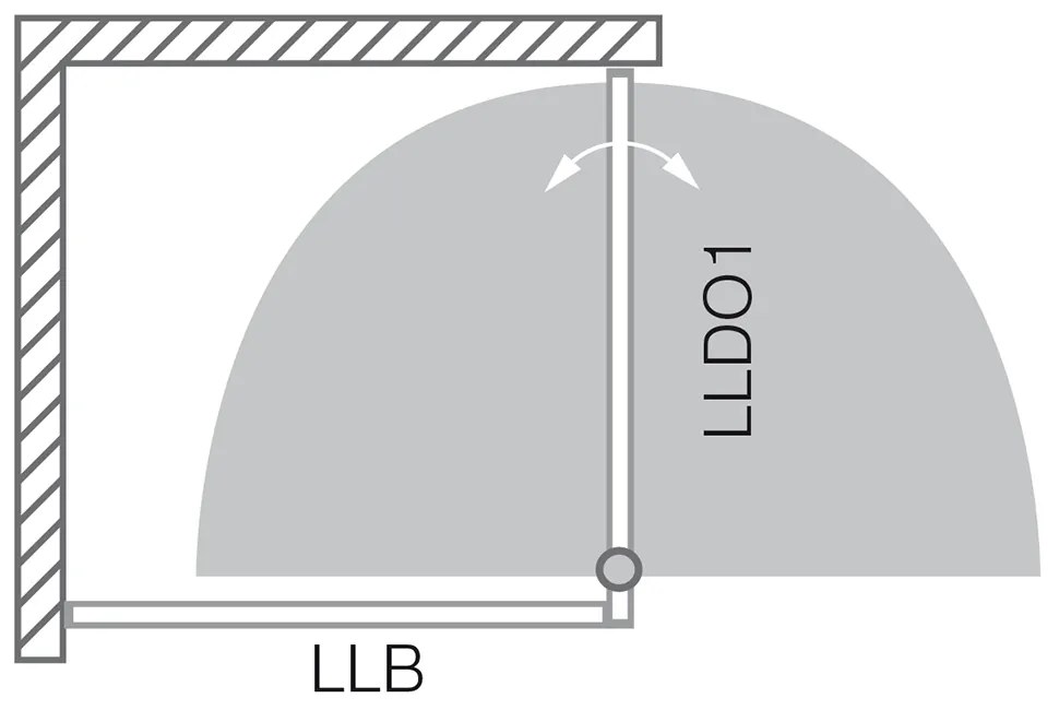 Sprchové dveře jednokřídlé v kombinaci s boční stěnou LLDO1+LLB Viz technická specifikace Transparent Brillant LLDO1/700+LLB/800 700 800 LLDO1/700_LLB/800_br_tr