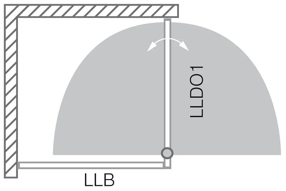 Sprchové dveře jednokřídlé v kombinaci s boční stěnou LLDO1+LLB Viz technická specifikace Transparent Brillant LLDO1/900+LLB/1000 900 1000 LLDO1/900_LLB/1000_br_tr