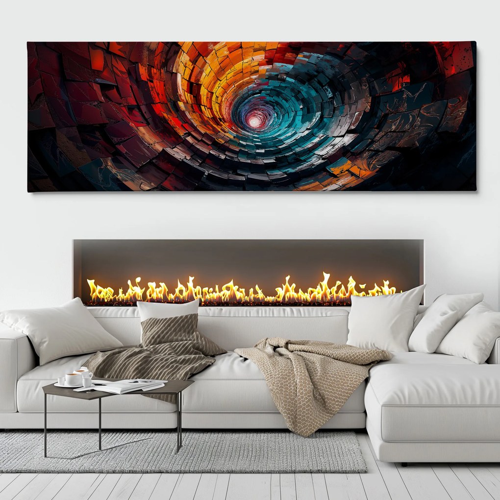 Obraz na plátně - Dlaždicová spirála FeelHappy.cz Velikost obrazu (šířka x výška): 120 x 40 cm