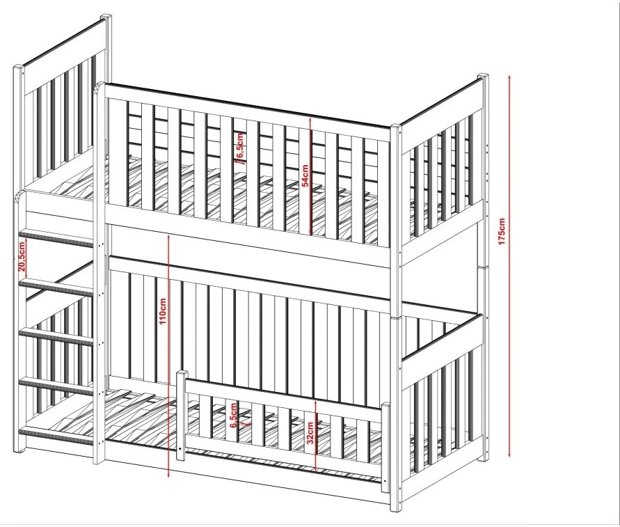 Legno Dětská patrová postel Karel borovice Rozměr (cm): 80x160