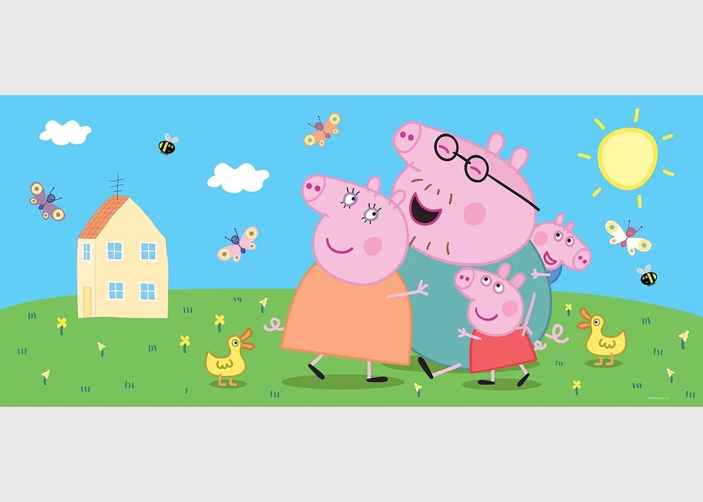 Dětská vliesová fototapeta na zed' Prasátko Peppa s Rodinou | 170 x 75 cm | DFTDNH5519