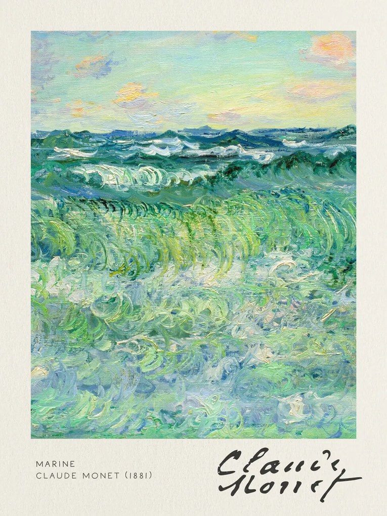 Obrazová reprodukce Marine - Claude Monet, (30 x 40 cm)