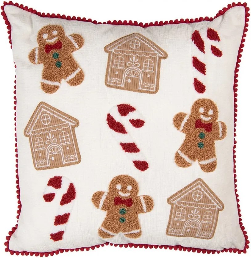 Vánoční dekorační polštář GingerBread s motivem perníčků - 40*40*4 cm