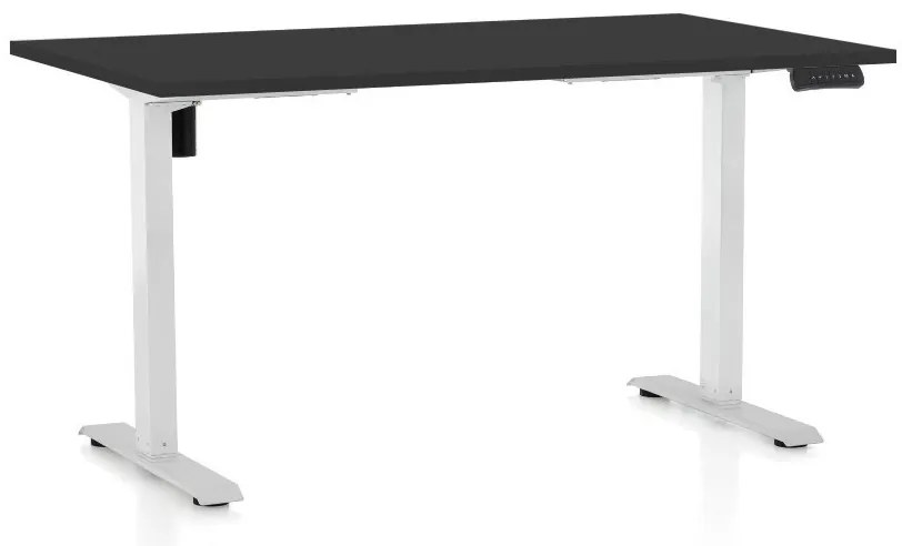 Výškově nastavitelný stůl OfficeTech B, 140 x 80 cm - bílá podnož Barva: Ořech