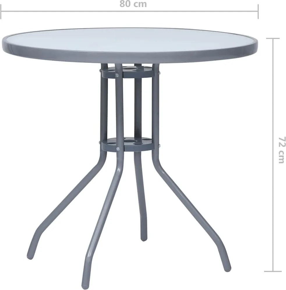 Zahradní stůl světle šedý 80 cm ocel a sklo 312215