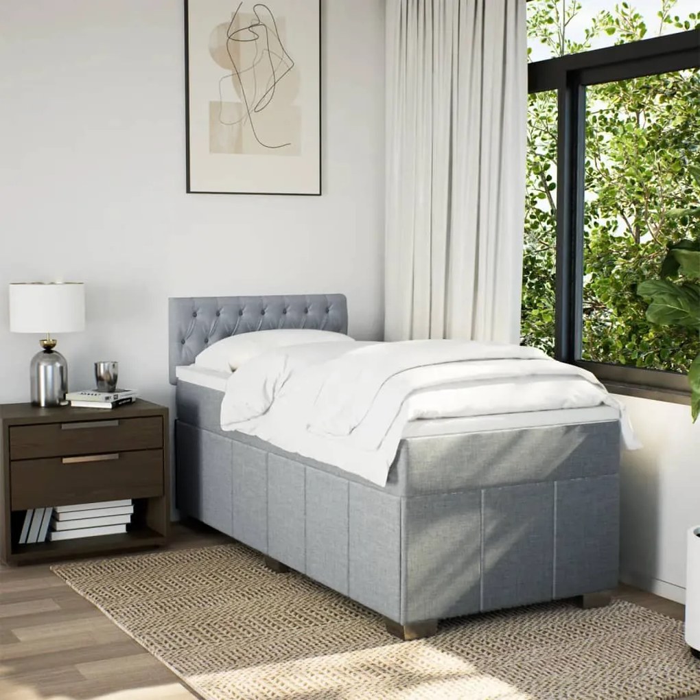 Box spring postel s matrací světle šedá 80 x 200 cm textil 3286902
