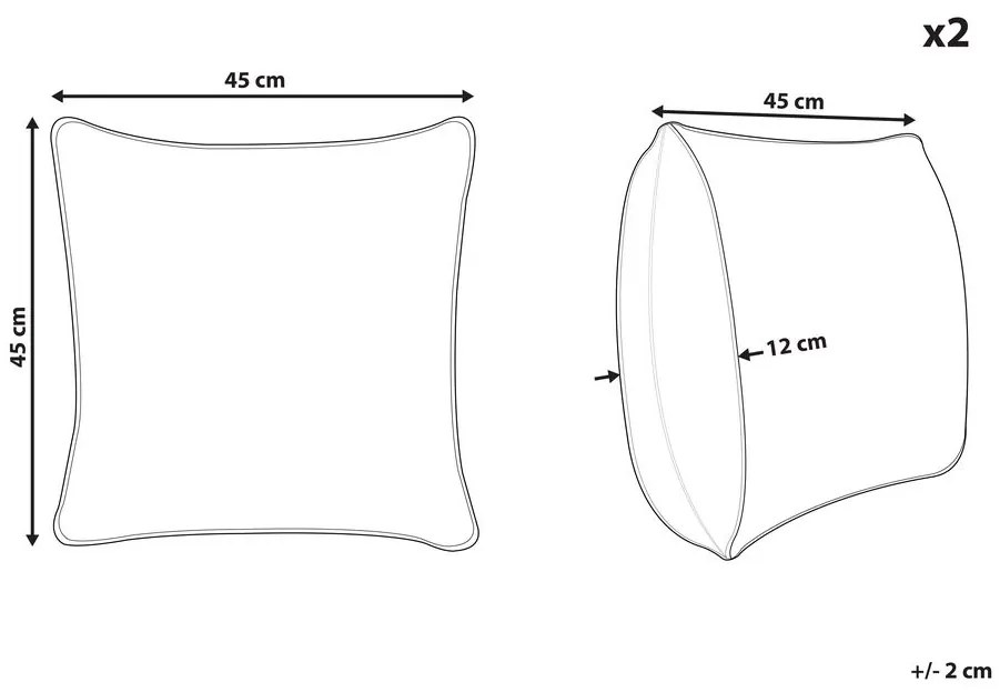 Sada 2 polštářů s geometrickým vzorem 45 x 45 cm zelená se zlatou CASSIA Beliani