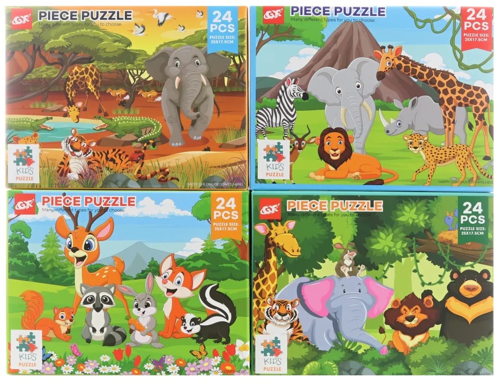Puzzle 24 dílků zvířátka mix druhů (1 ks)