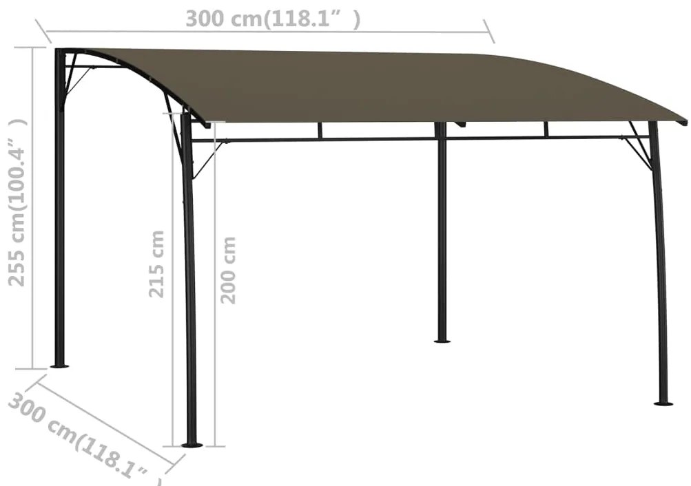vidaXL Marketos Zahradní markýza proti slunci 3 x 3 x 2,55 m taupe