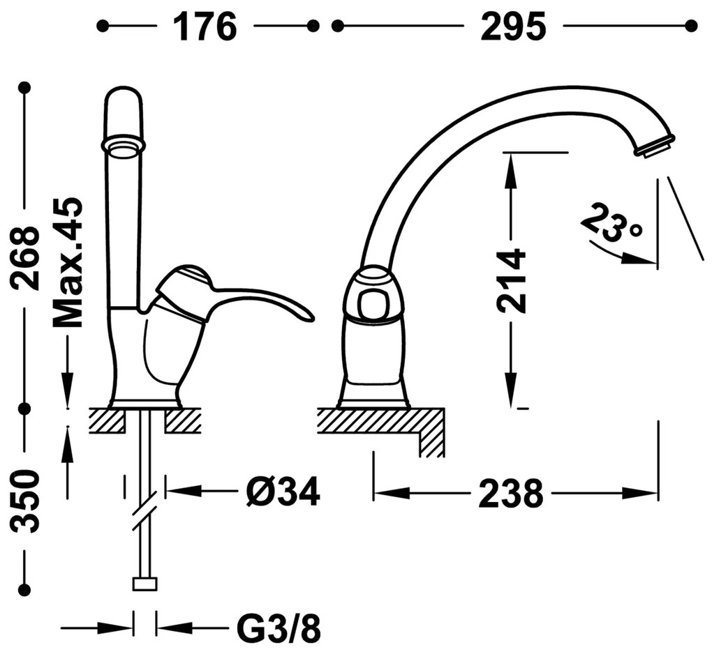 Tres Clasic retro stojánková páková baterie matná mosaz 24244101LM