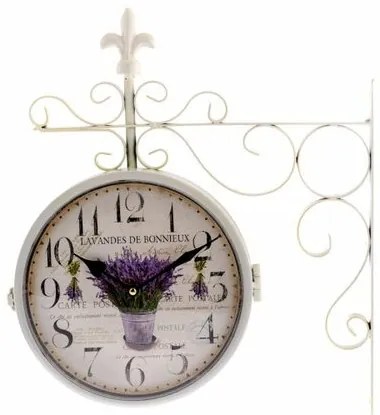Kovové oboustranné hodiny Lavande bouquet, 36 x 40 x 6,5 cm