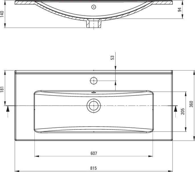 Deante Tubo, keramické umyvadlo na zapuštění 815x360x140 mm, bílá lesklá, DEA-CTU_638M