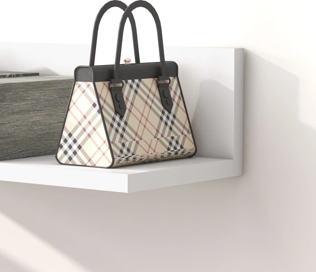 HOMCOM Sada nábytku do vstupní haly s zrcadlem a zásuvkou, moderní styl 75x3,5x75 cm a 75x30,5x20 cm, bílá a šedá