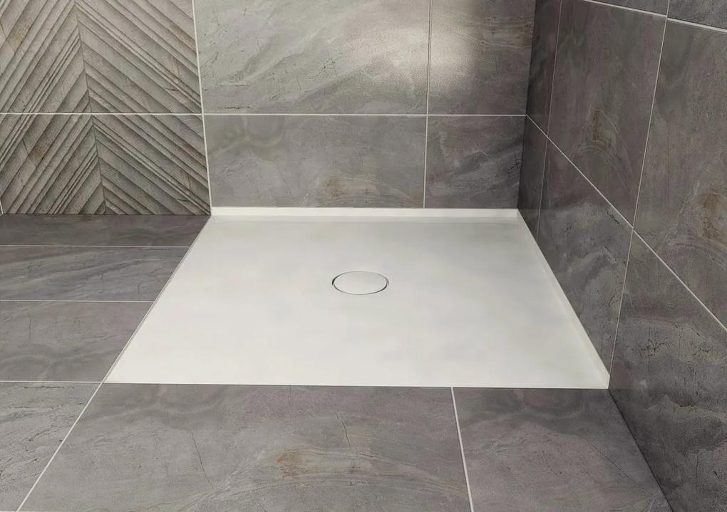Polysan MIRAI sprchová vanička z litého mramoru, obdélník 100x90x1,8cm, levá, bílá 73171