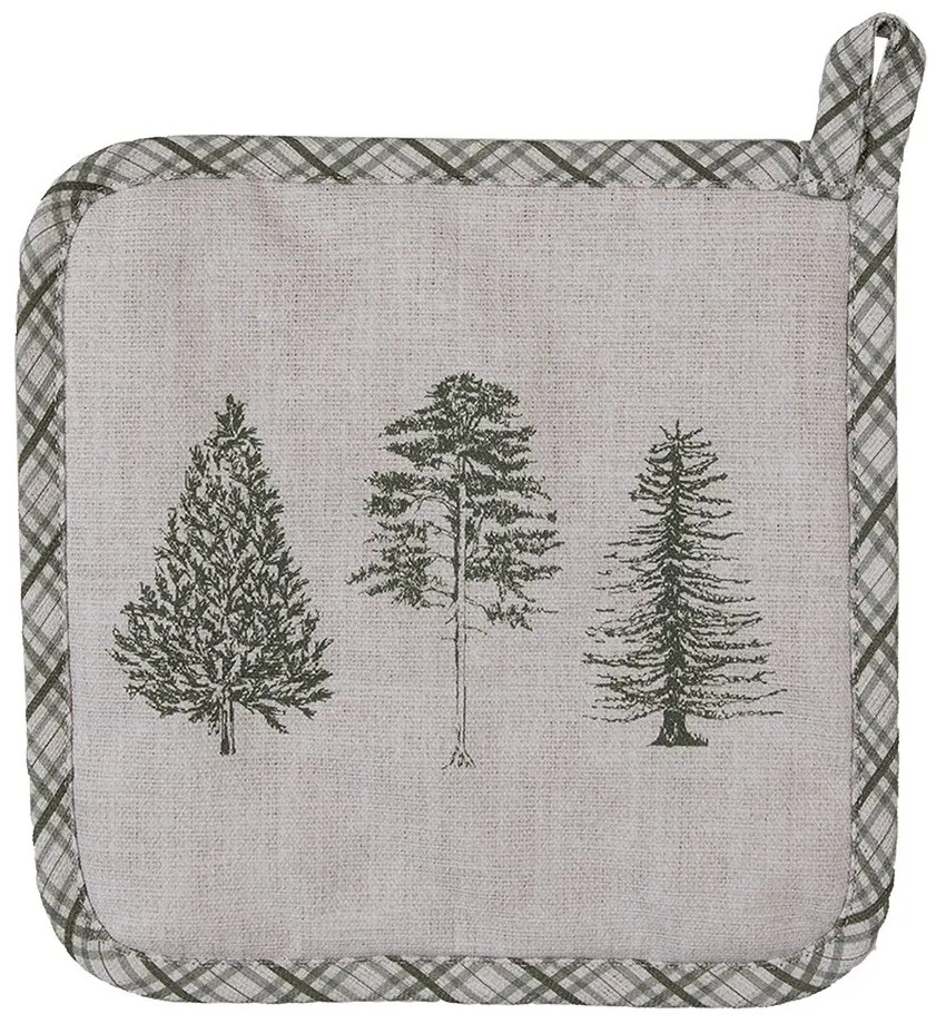 Béžová bavlněná chňapka - podložka se stromky Natural Pine Trees - 20*20 cm