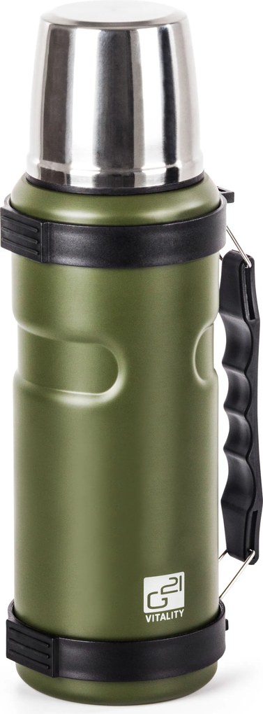 Termoska g21 termoláhev na pití, 1000 ml, khaki zelená s rukojetí